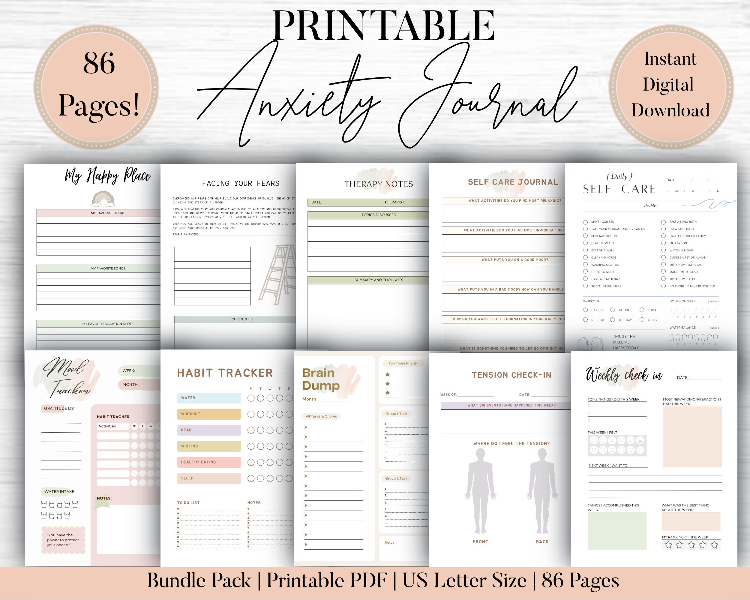 Printable Anxiety Planner | Anxiety Healing Journal | Mental Health ...