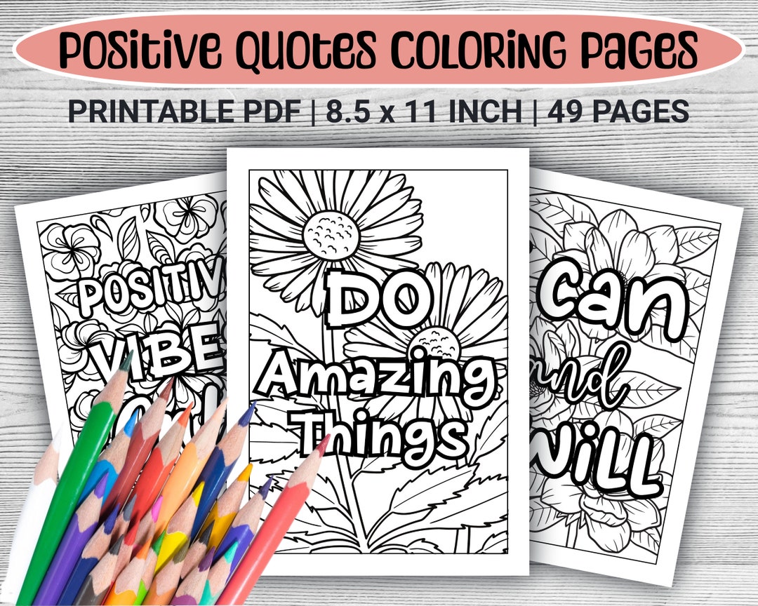 Motivational Quotes Coloring Pages: 49 Printable Affirmations (PDF) - Etsy
