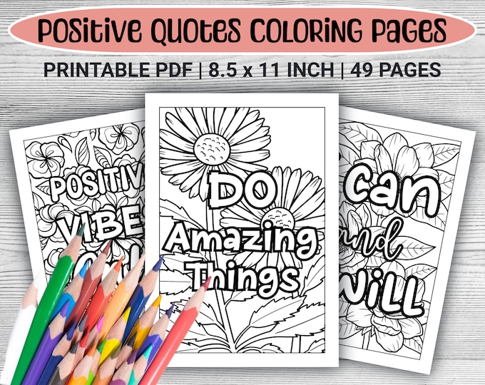 Motivational Quotes, Coloring Pages for Teen and Adults, Positive ...