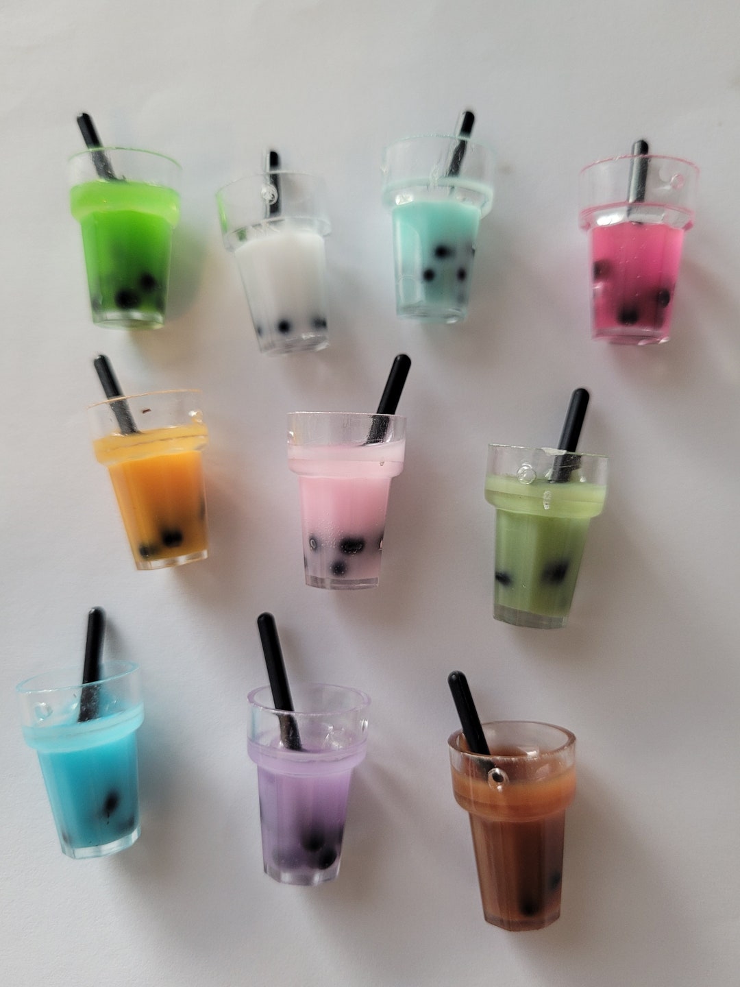 2 Boba Fruit Tea Miniature Drinks With Straws Mini microwave - Etsy