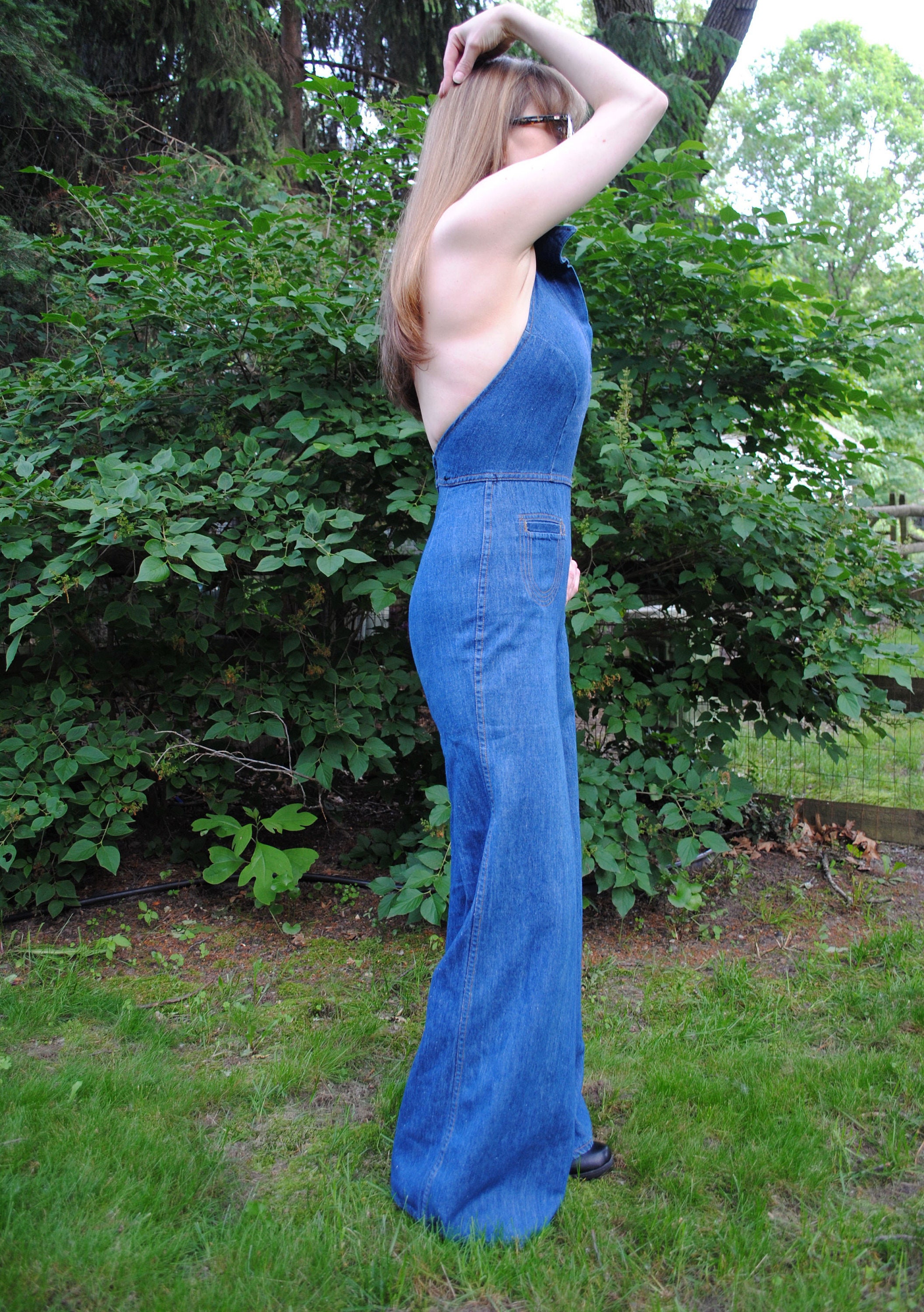 Vintage Landlubber 70's Denim Jumper, One Piece Jumpsuit, Wide Leg Bell ...