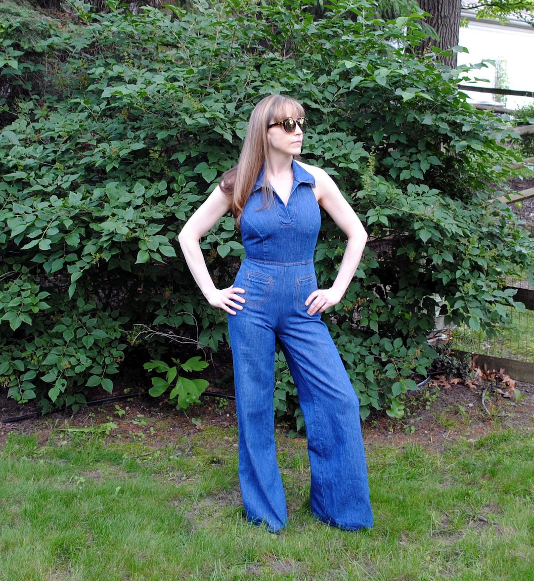 Vintage Landlubber 70's Denim Jumper, One Piece Jumpsuit, Wide Leg Bell ...
