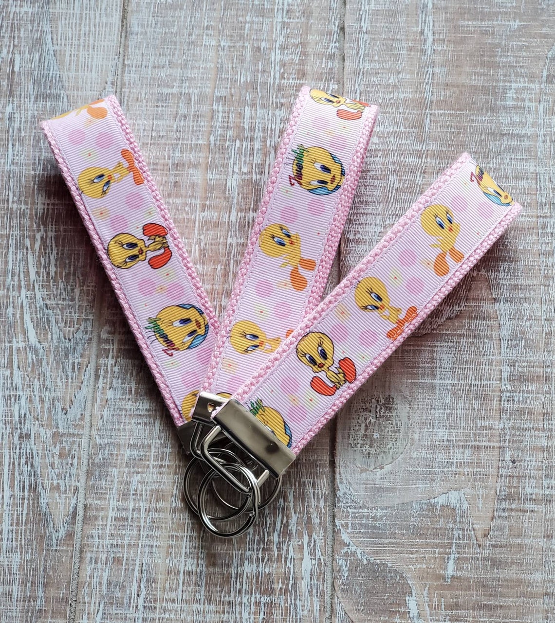 Tweety Bird Key Chain Wristlet, Keychain With Cotton Webbing Backing ...