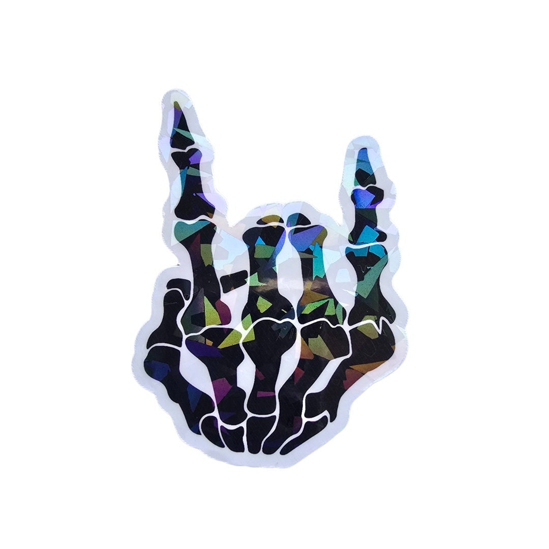 Skeleton Rock Hand Sticker, Skeleton Stickers With a Holographic Finish ...