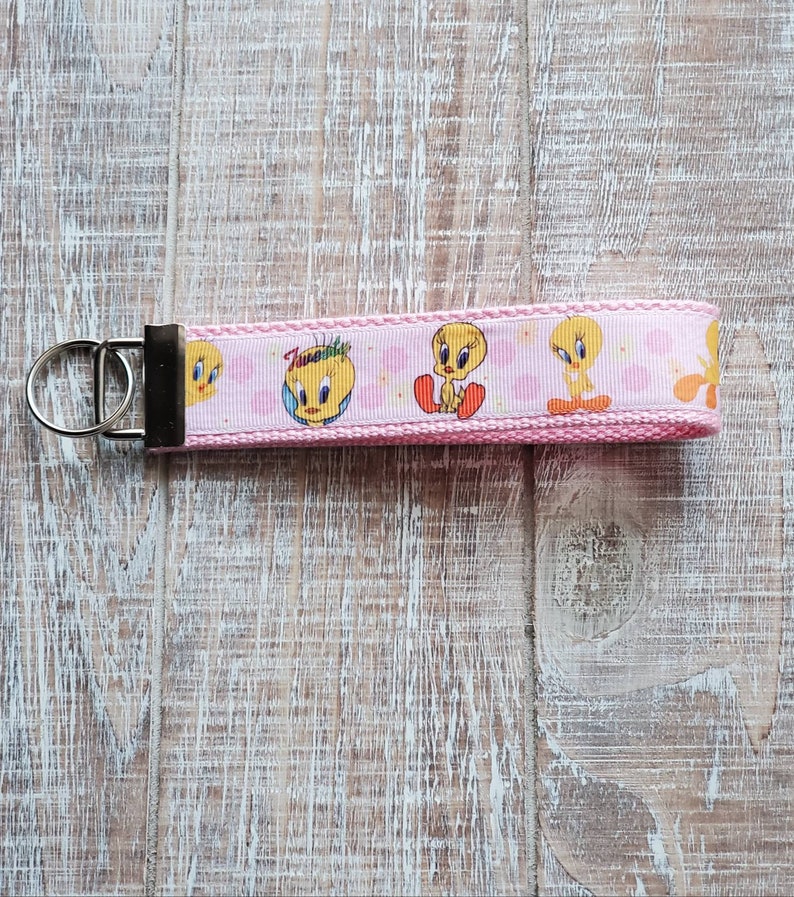 Tweety Bird Key Chain Wristlet, Keychain With Cotton Webbing Backing ...