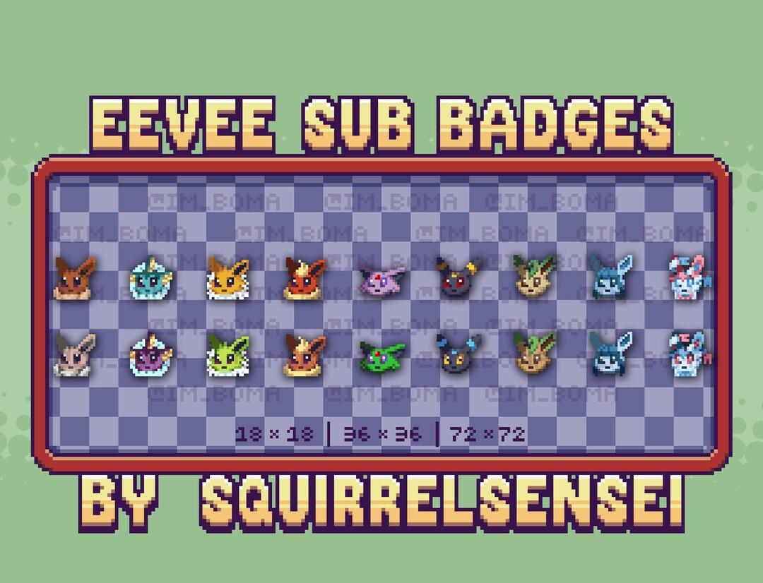 Pokemon Eevee Sub Badges for Twitch Streaming and Discord/youtube ...