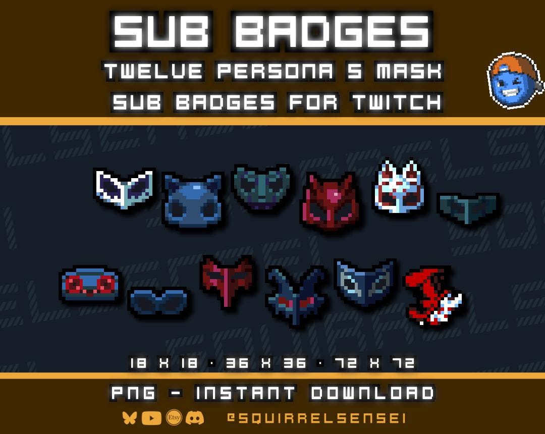 12 Persona 5 Mask Badges for Twitch Streaming and Discord/youtube ...