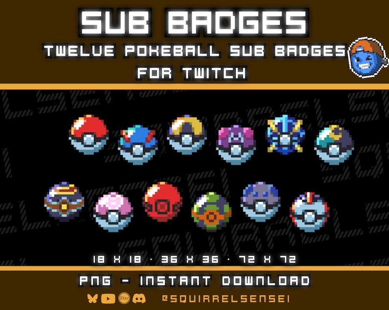 Pokeball Sub Badges for Twitch Streaming and Discord/youtube Channels ...