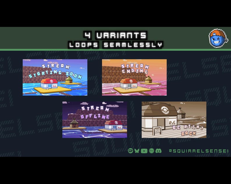 3D Animated Pokemon Town Scenes | Stream Starting Soon | OBS, Streamlabs, Streamelements | Pixel ...