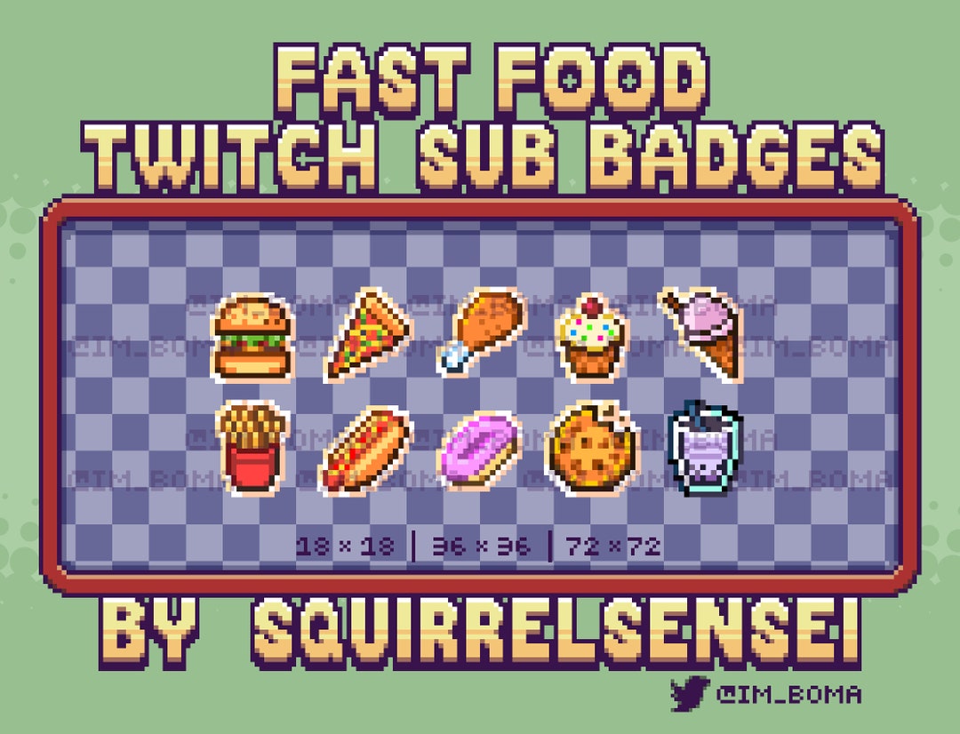 10 Fast Food Sub Badges for Twitch Streaming and Discord/youtube ...