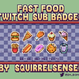 10 Fast Food Sub Badges for Twitch Streaming and Discord/youtube ...