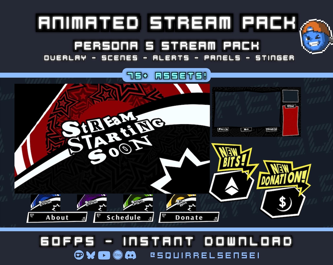 Persona 5 Complete Twitch Stream Pack | Overlay, Scenes, Panels, Alerts ...
