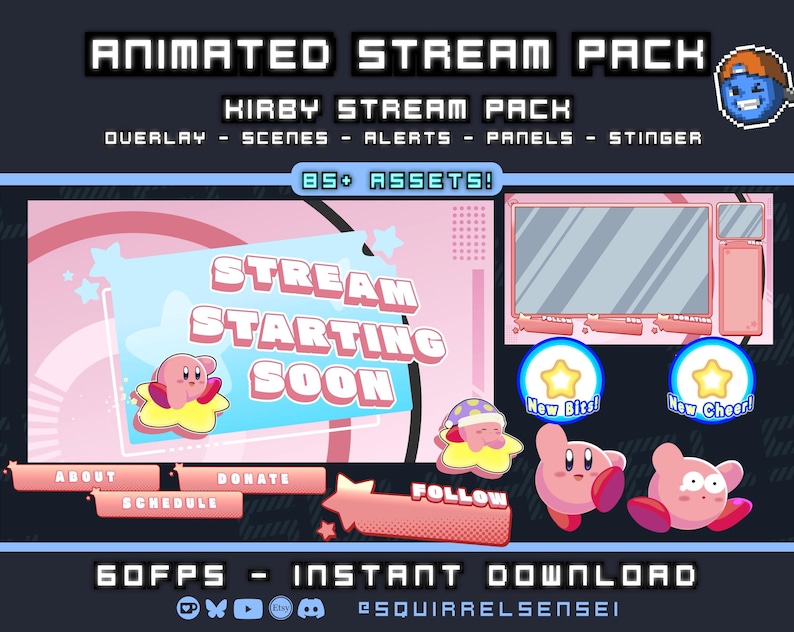 Kirby Twitch Complete Stream Pack | Overlay, Scenes, Panels, Alerts ...
