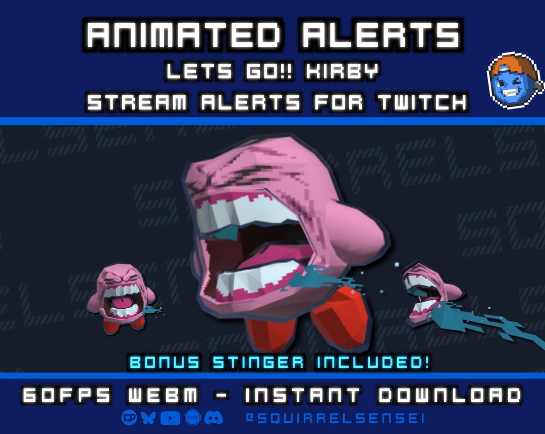 3D Animated Alerts | Kirby Let's Go! | Twitch, Kick & Youtube Streaming ...