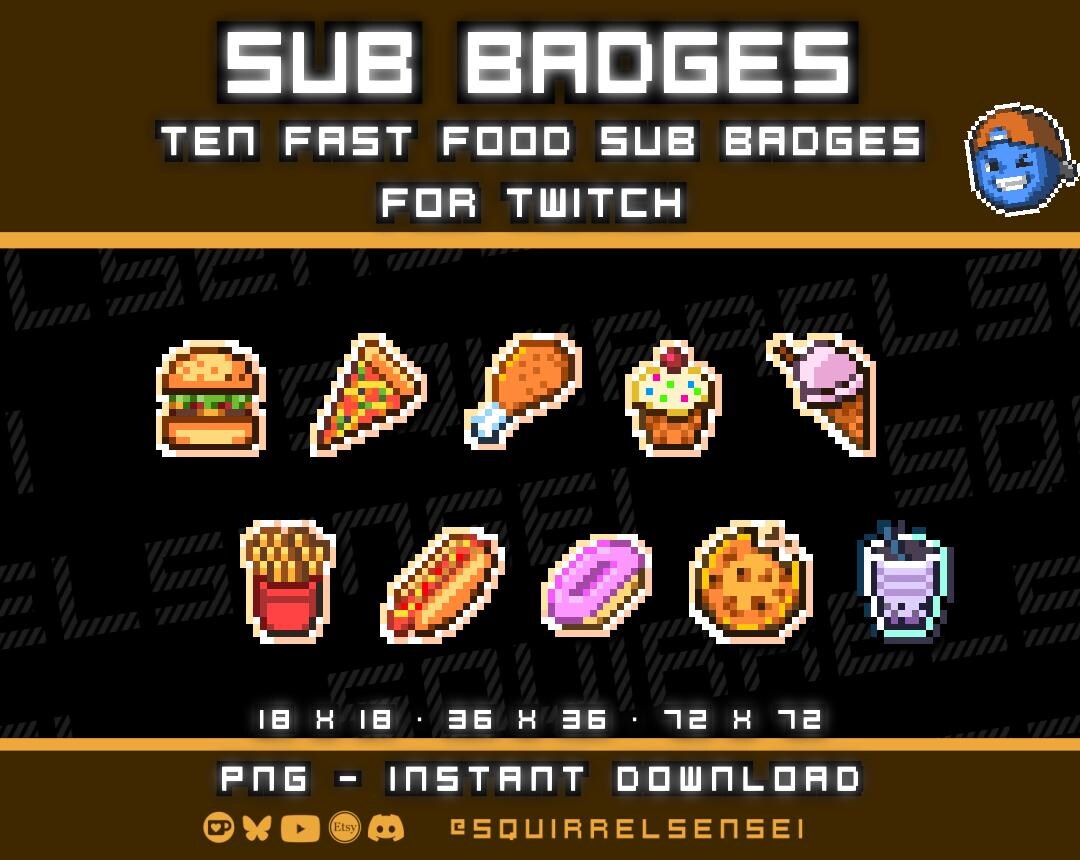 10 Fast Food Sub Badges for Twitch Streaming and Discord/youtube ...