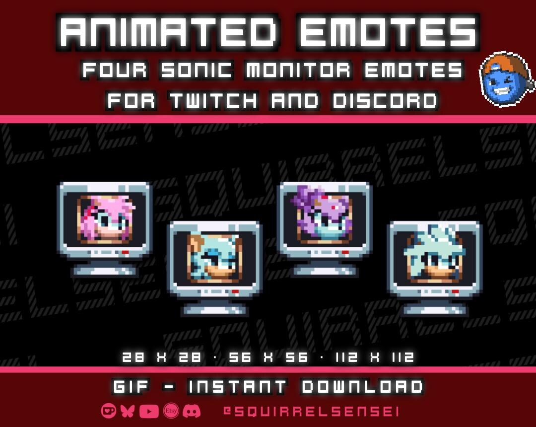 Animated Sonic Monitor Emotes for Twitch/discord | Pixel Art (digital ...