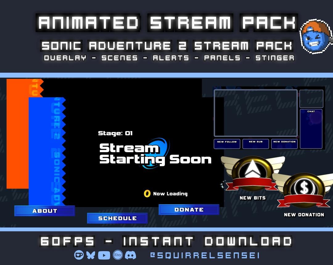 Sonic Adventure 2 Complete Twitch Stream Pack | Overlay | Scenes ...