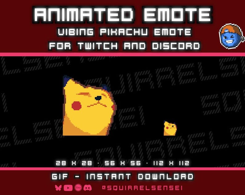 Vibing Pikachu Meme Animated Emotes for Twitch Streams and Discord ...