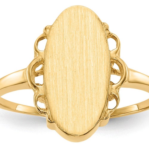 14k Solid Gold Oval Signet Ring. Women's Signet Ring. - Etsy