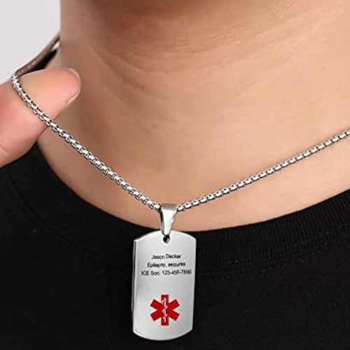 Medical Alert Necklace for Men & Women Custom Medical ID - Etsy