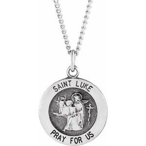 Saint Luke Sterling Medal Necklace 15mm 18mm 22mm 18 - Etsy
