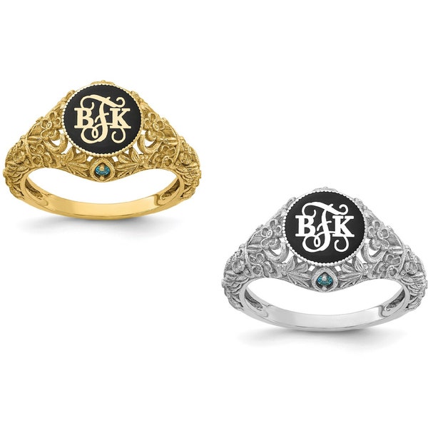 Monogram Signet Ring - Etsy