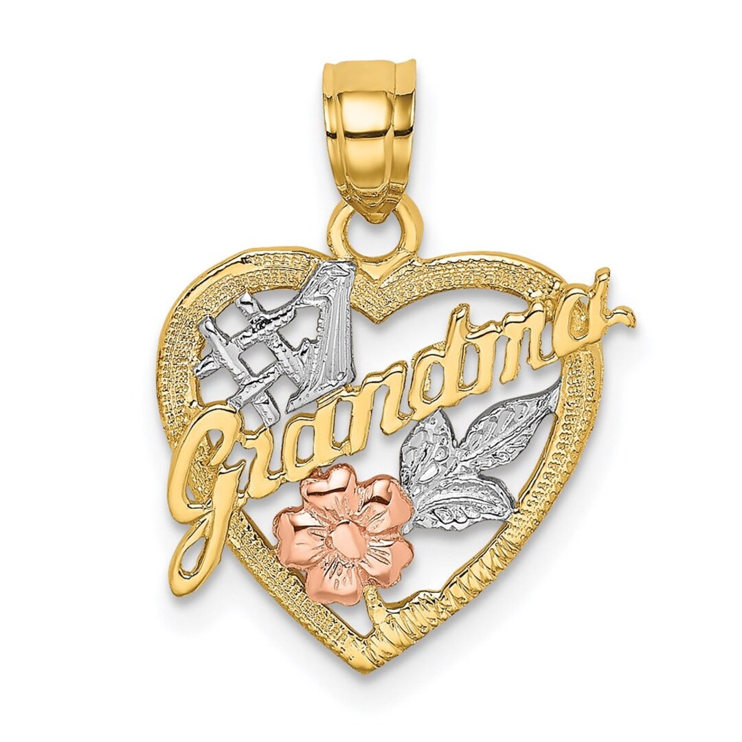 14K Tri-color Gold 1 Grandma in Heart Charm Pendant - Etsy