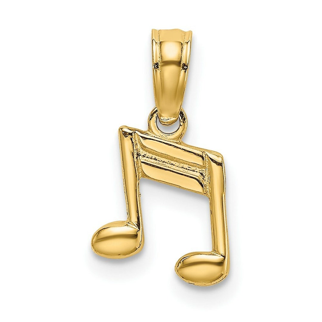 14K Yellow Gold Double Notes Charm Pendant - Etsy