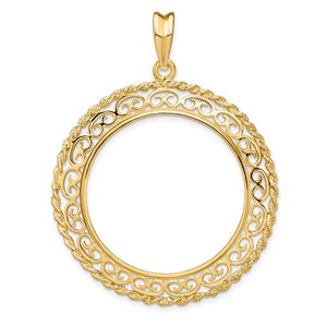 Gold Coin Pendant Bezel Mounting Rope Edge Scrollwork Frame Border ...