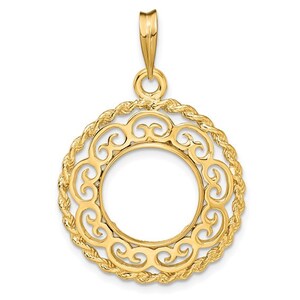 Gold Coin Pendant Bezel Mounting Rope Edge Scrollwork Frame Border ...