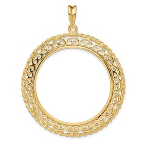 Gold Coin Pendant Bezel Mounting Rope Edge Scrollwork Frame Border ...