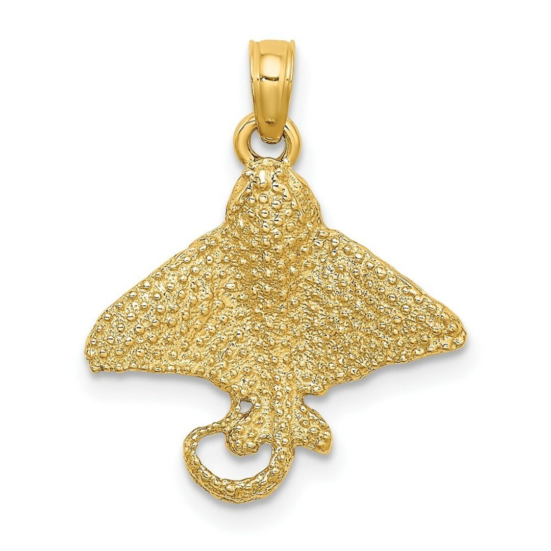 14K Yellow Gold 2-D & Textured Spotted Eagle Ray Charm Pendant - Etsy