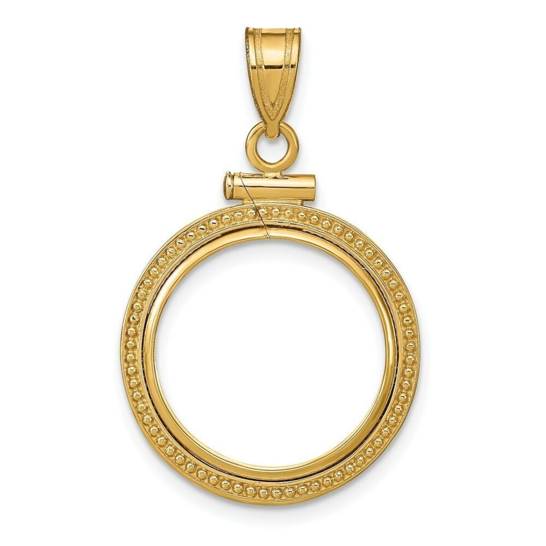 Gold Coin Bezel Pendant Mounting in 14K Yellow Gold 16.5mm-32.7mm Coin ...