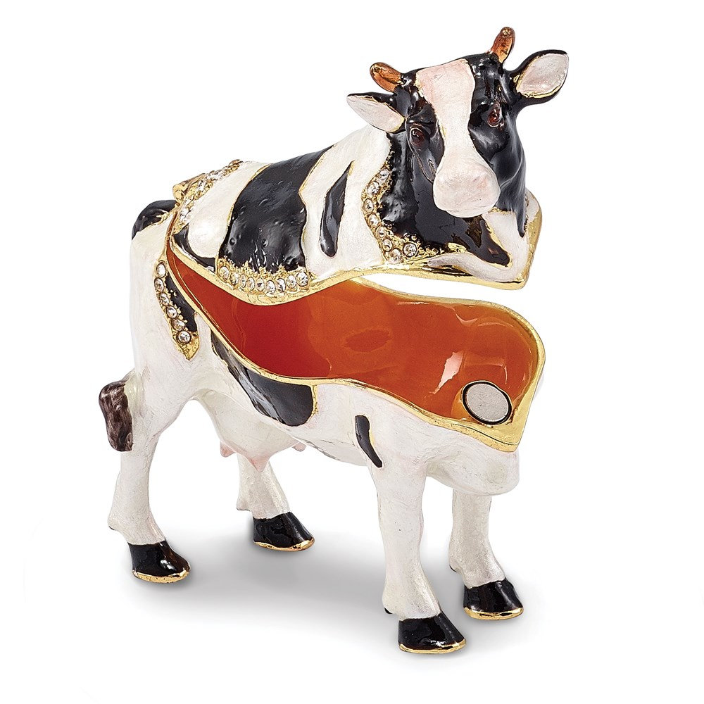 Bejeweled Black & White Cow Trinket Box Luxury Handcrafted - Etsy