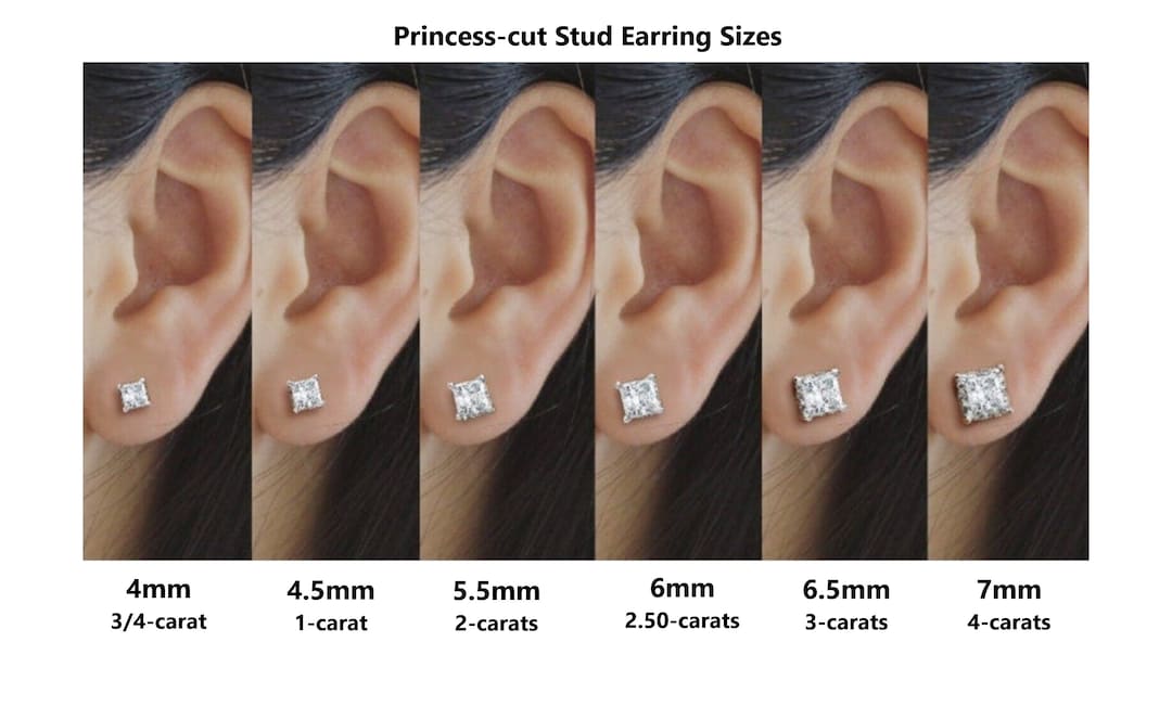 2-carat Princess Cut TRUE Light Moissanite Stud Earrings 4-prong ...