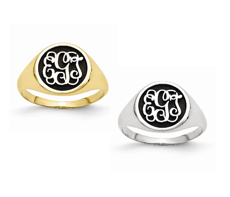 Ladies or Mens Monogram Three Initial Custom Ring in Solid - Etsy
