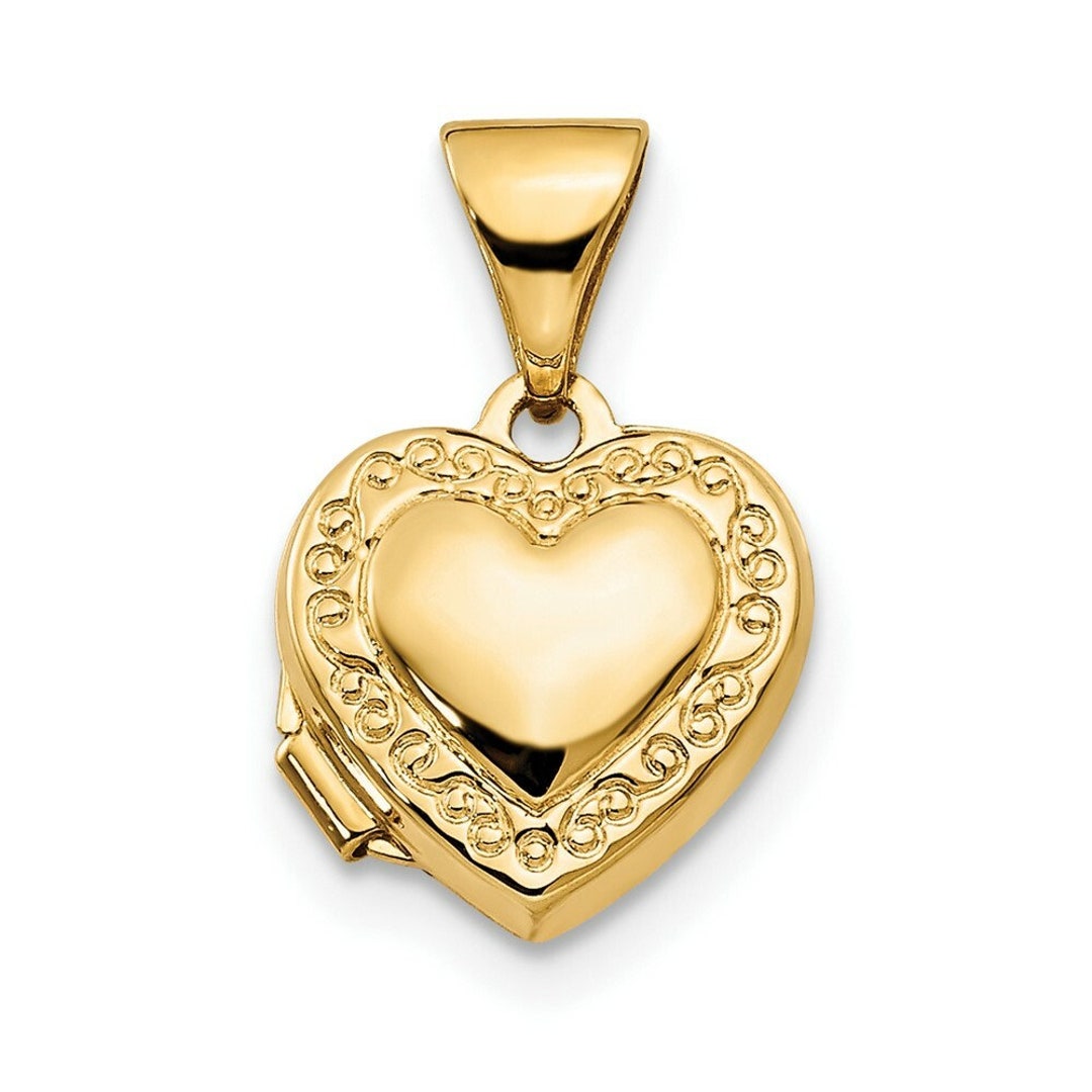 14K Yellow Gold Heart Locket 15x10mm - Etsy