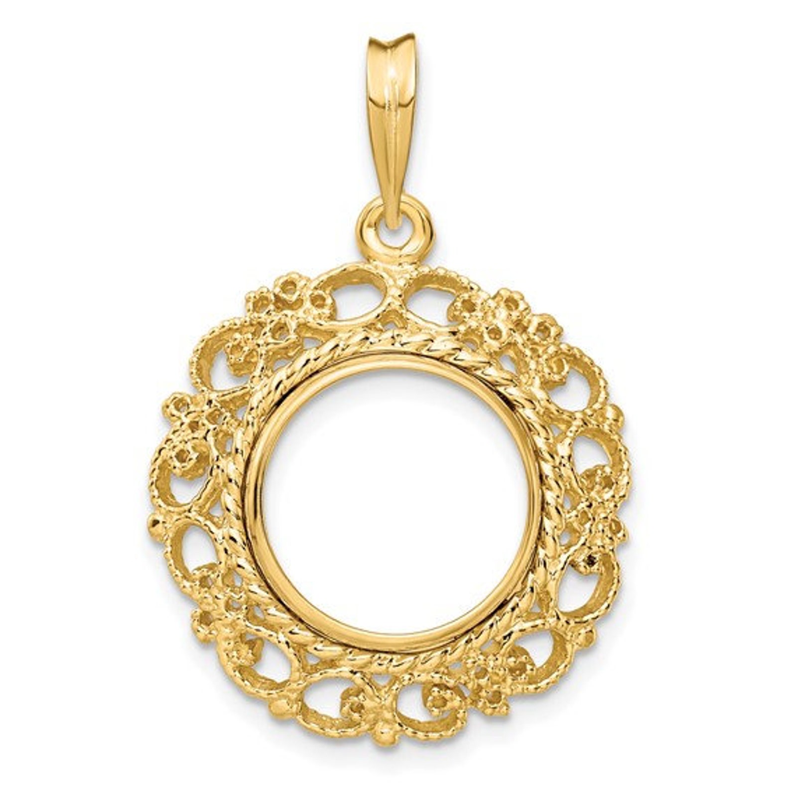 Gold Coin Pendant Bezel Mounting Victorian Lace Border - Etsy