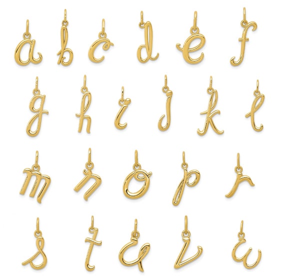 Lowercase Letter Initial Pendant Charms in 14K Yellow Gold | Etsy