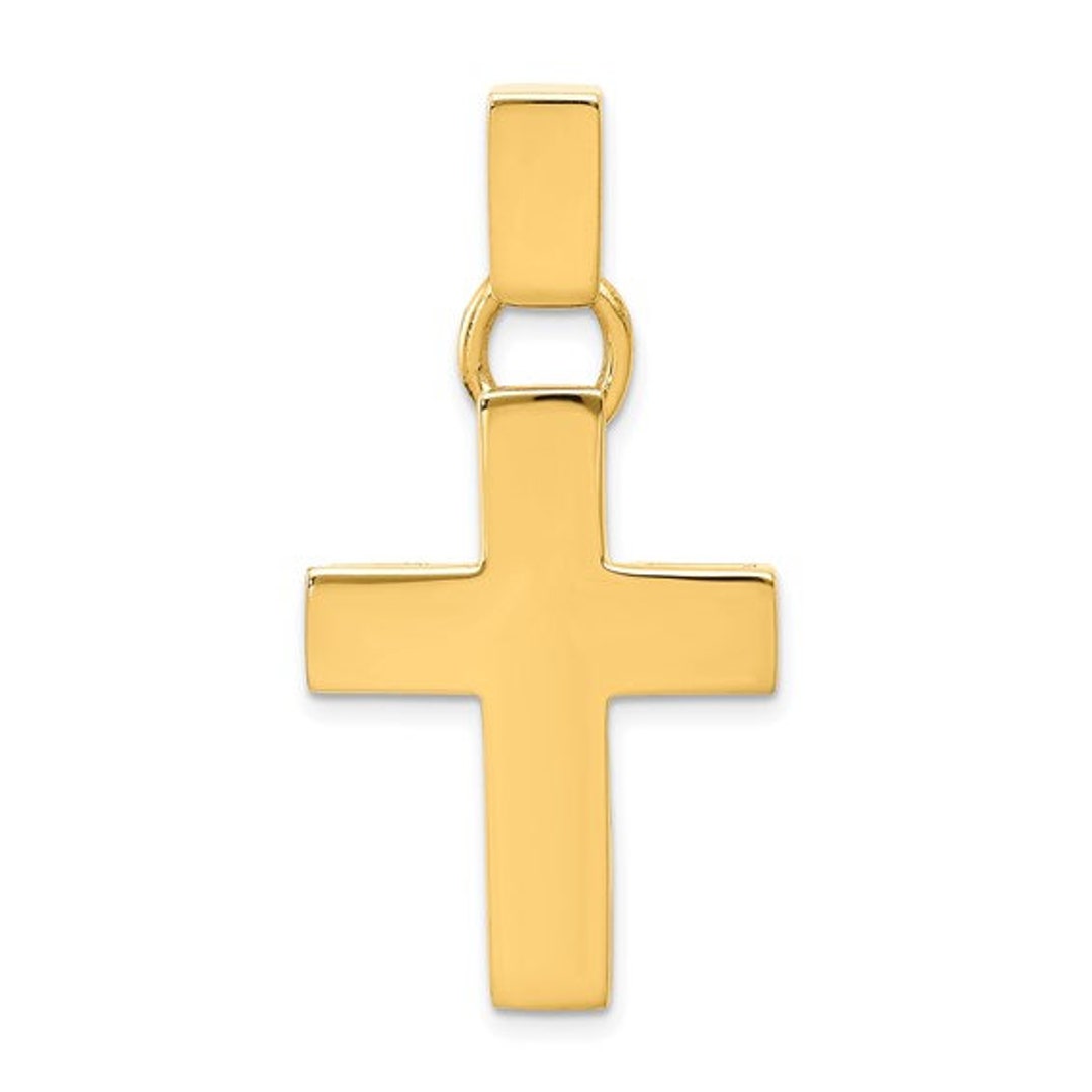 14K Yellow Gold Hollow Cross Pendant 42mm Length - Etsy