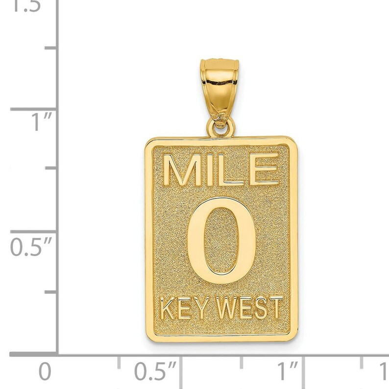 14K Yellow Gold Mile Marker 0 / Key West Charm Pendant - Etsy