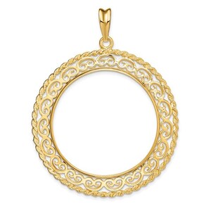 Gold Coin Pendant Bezel Mounting Rope Edge Scrollwork Frame Border ...