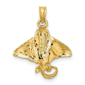 14K Yellow Gold 2-D & Textured Spotted Eagle Ray Charm Pendant - Etsy
