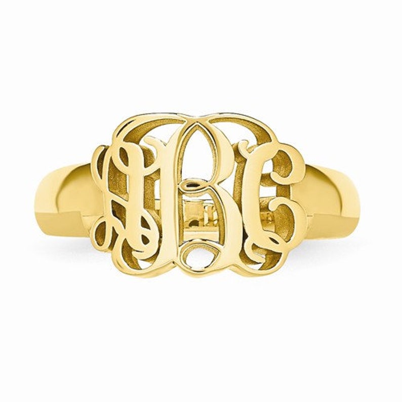 Ladies Monogram Three Initial Custom Ring in Solid 10K 14K | Etsy