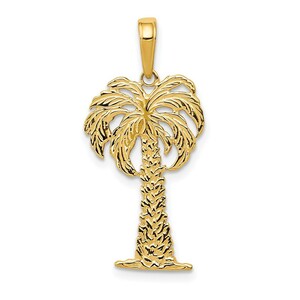 14k Yellow Gold Palm Tree Pendant Small Charm Gift - Etsy