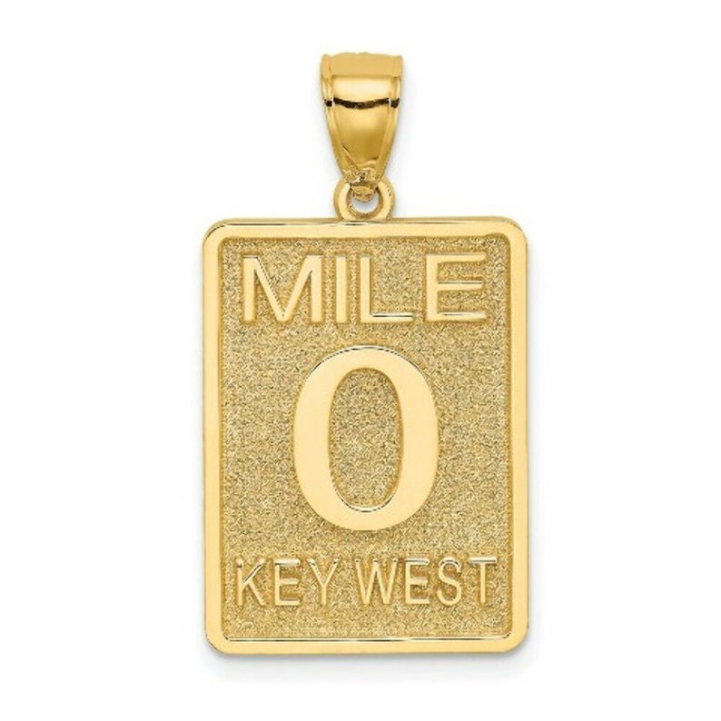 14K Yellow Gold Mile Marker 0 / Key West Charm Pendant - Etsy