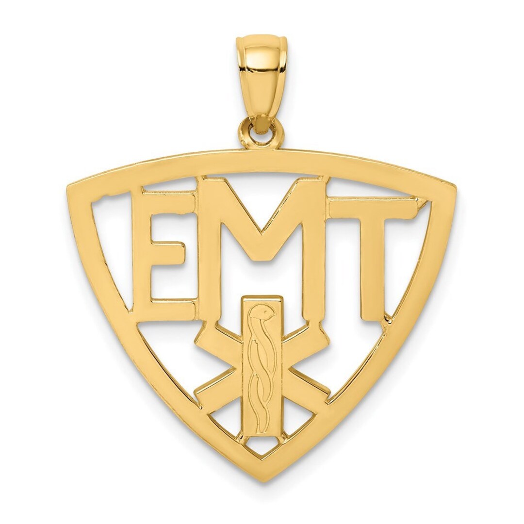 14K Yellow Gold Emergency Medical Technician Charm Pendant - Etsy