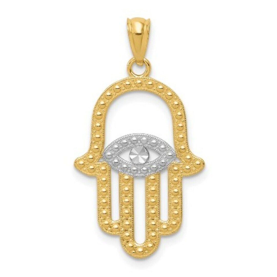 14K Yellow Gold Yellow Gold Rhodium Plated Hand of God Pendant - Etsy