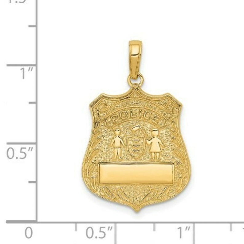 14K Yellow Gold Large Police Badge Pendant - Etsy