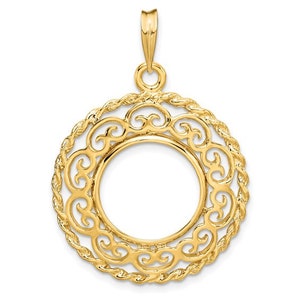 Gold Coin Pendant Bezel Mounting Rope Edge Scrollwork Frame Border ...